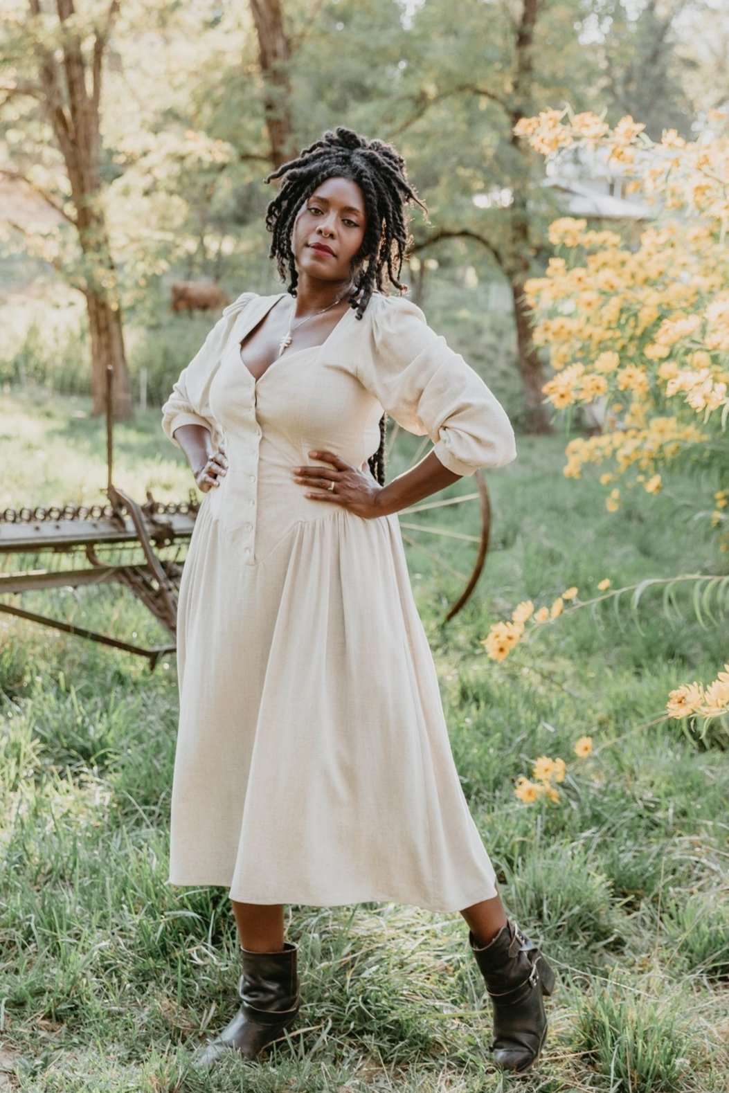 Prairie Dress in Oat Linen – Field Day